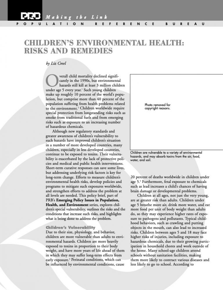 Children’s Environmental Health: Risks and Remedies | PRB