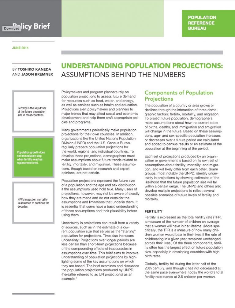 Understanding Population Projections: Assumptions Behind the Numbers | PRB