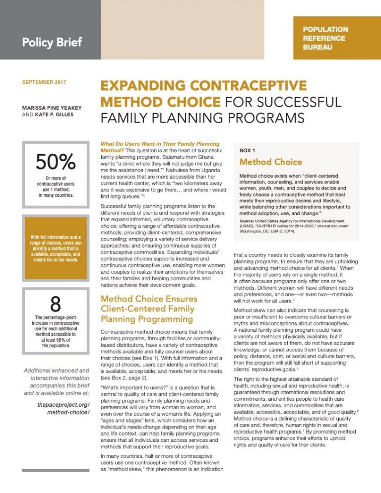 Expanding Contraceptive Method Choice for Successful Family Planning ...