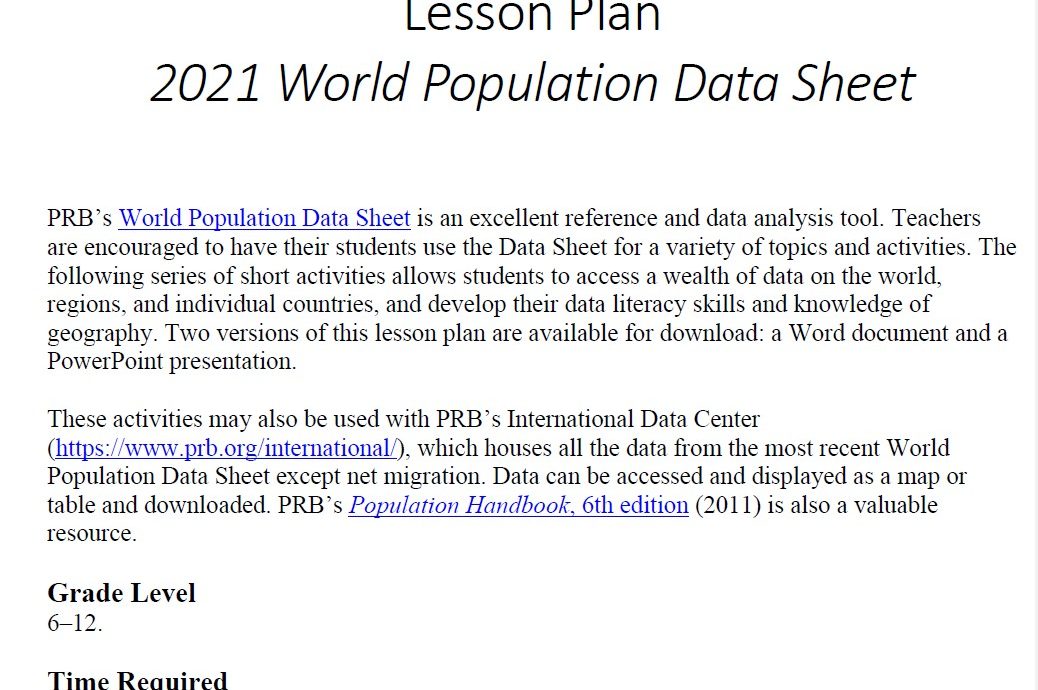 2019 World Population Data Sheet for Educators, Students, and Nonprofit Organizations | PRB