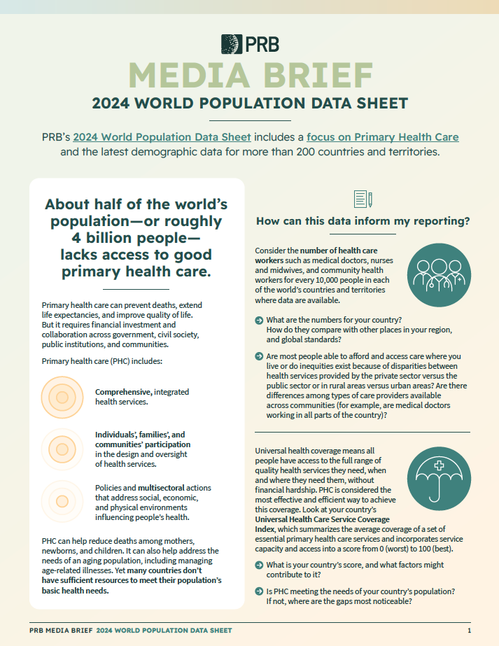 2024 World Population Data Sheet Media Brief | PRB